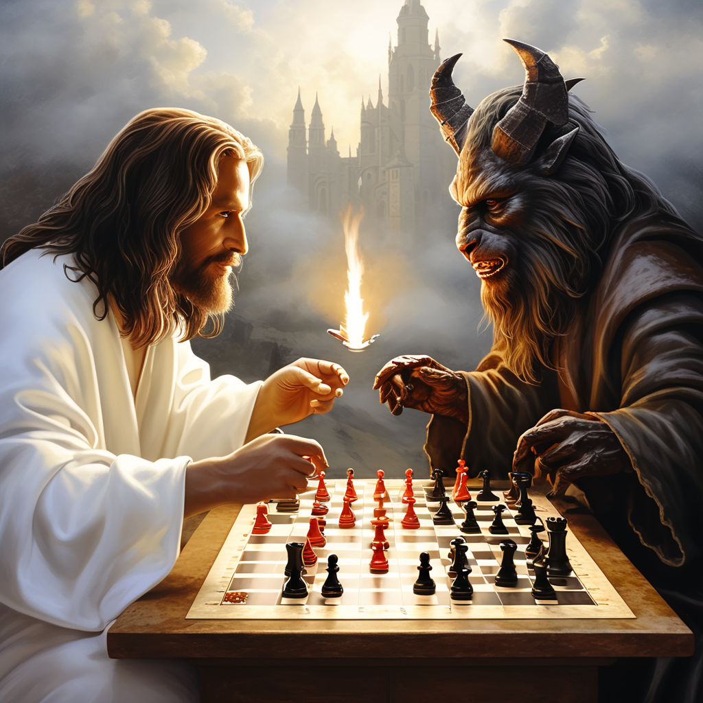 Jesus playing chess vs the devil by Martí S.C. - Playground