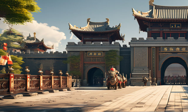 The entrance gate of the border between ancient Chinese king... by ...