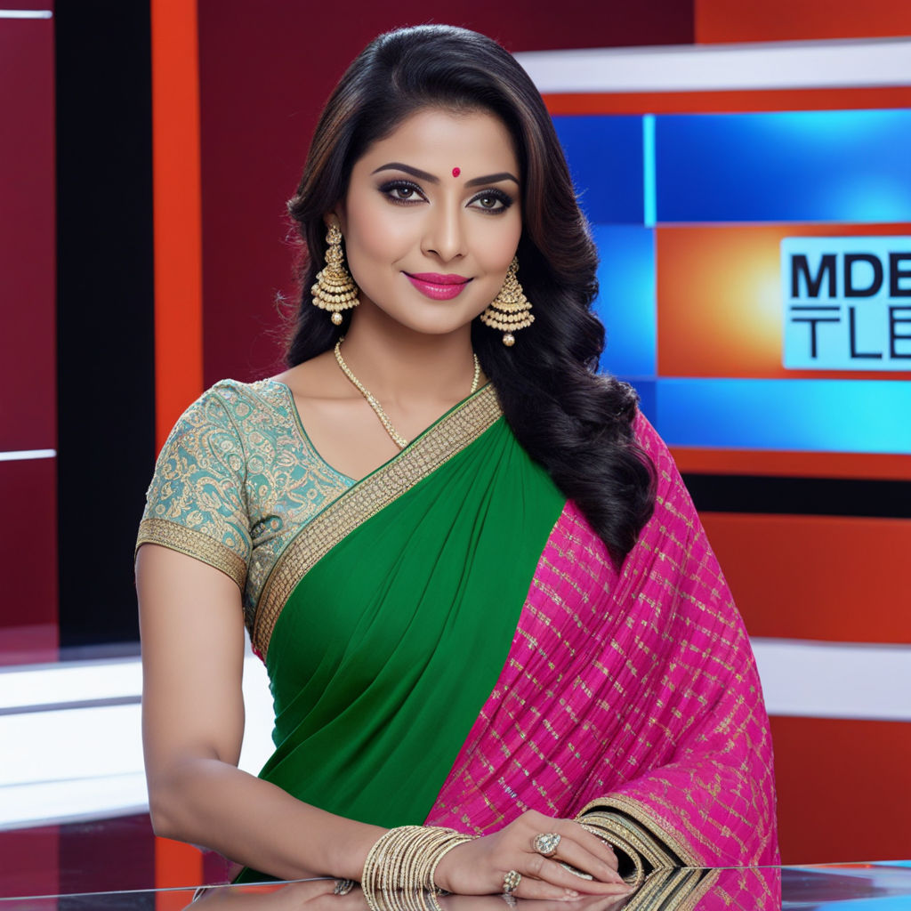 Really Beautiful India women in saree as a news presenter s... by Malek ...