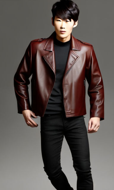 Large-sized leather jacket worn by a handsome Korean model by 만수르는내친구 ...