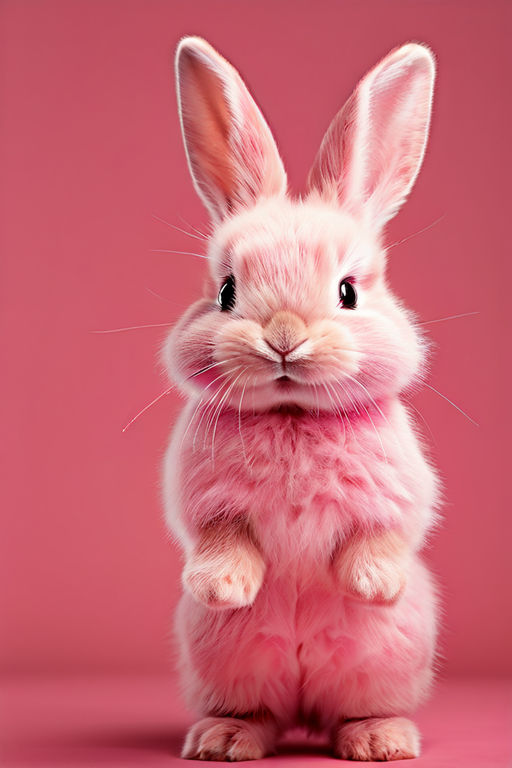 A pink bunny is standing by 양정희 - Playground