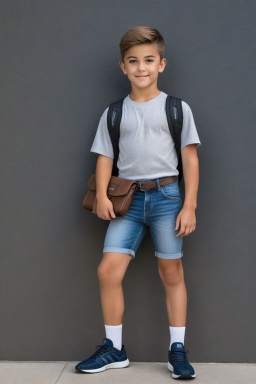 Realistic photo of muscular and handsome 14 year old boy wea... by ...