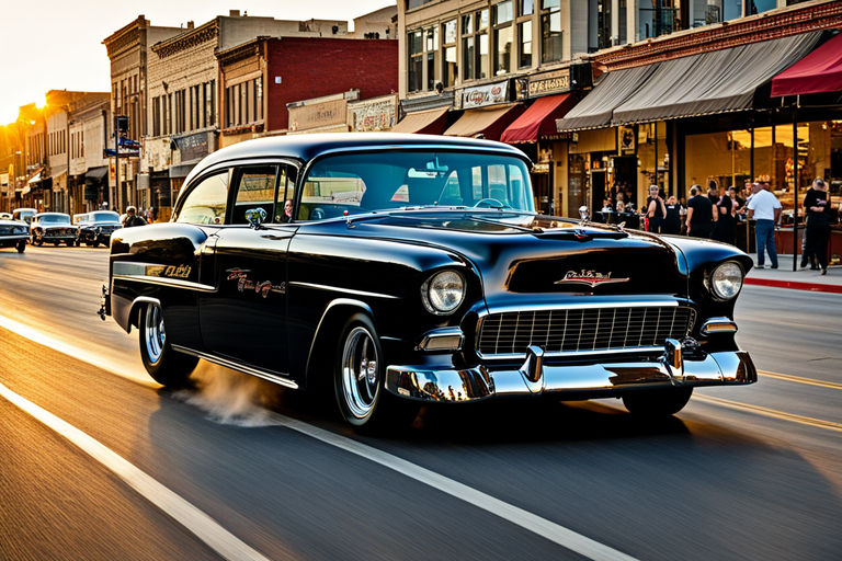 Black 55 chevy drag racing by jim comeau - Playground
