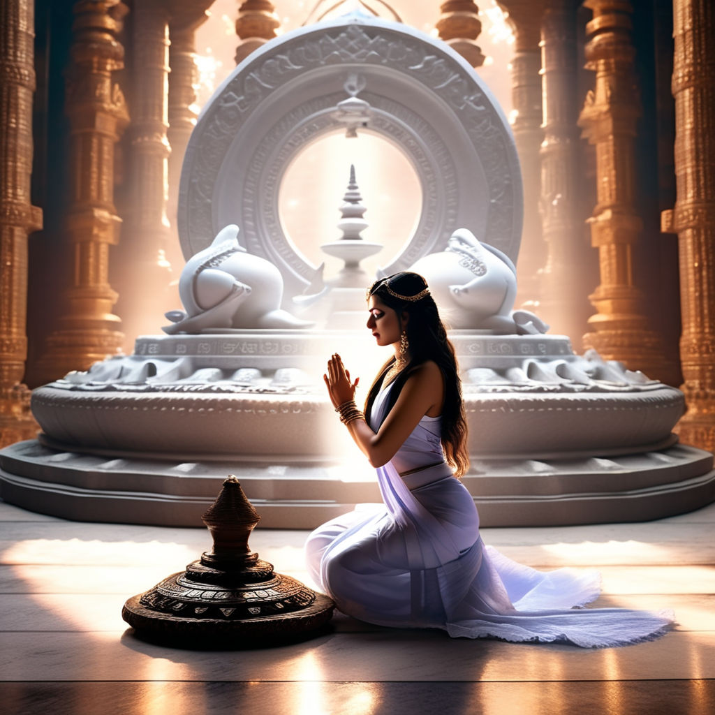 A beautiful woman from epic mythology Mahabharata praying in... by ...