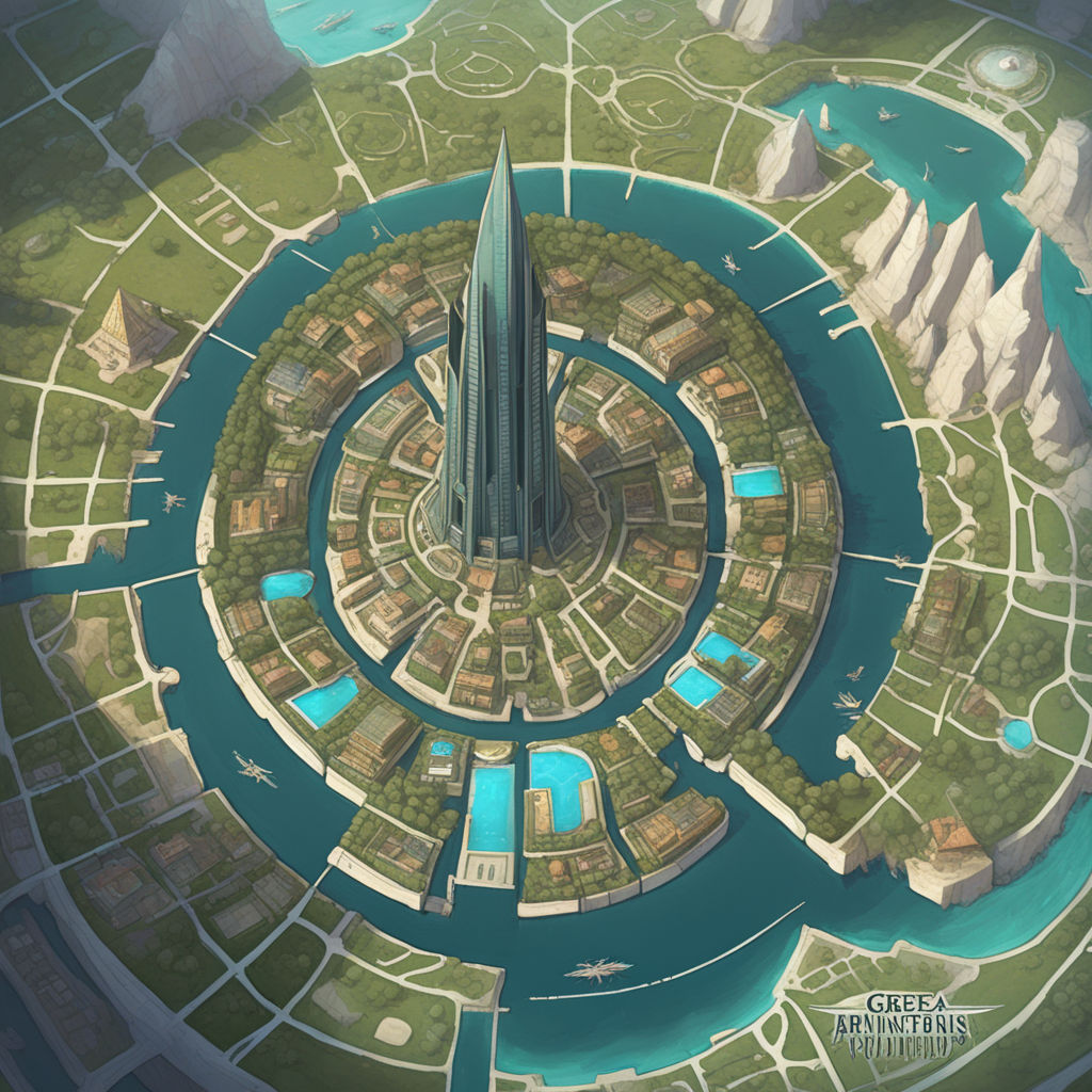 Fantasy mega city map with egyptian theme. Many gardens and... by Scott ...