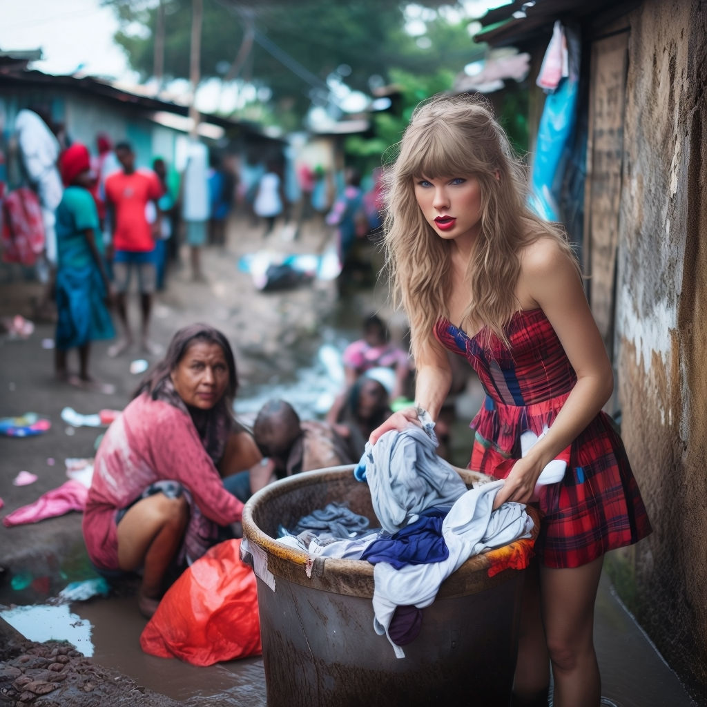 Tylor Swift laundering dirty clothes in a squatter area with... by ...