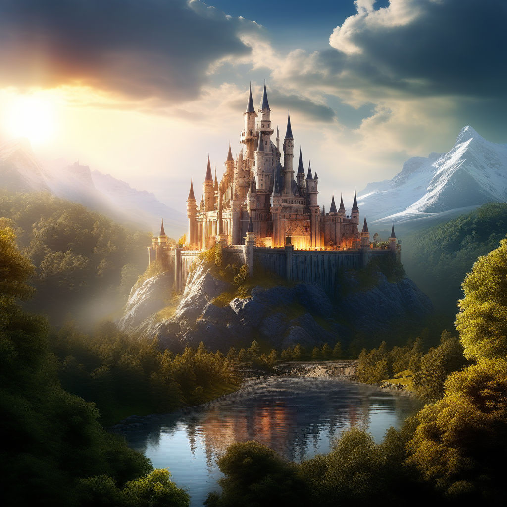 A beautiful kingdom with castle and trees and light by Sona Binu - Playground