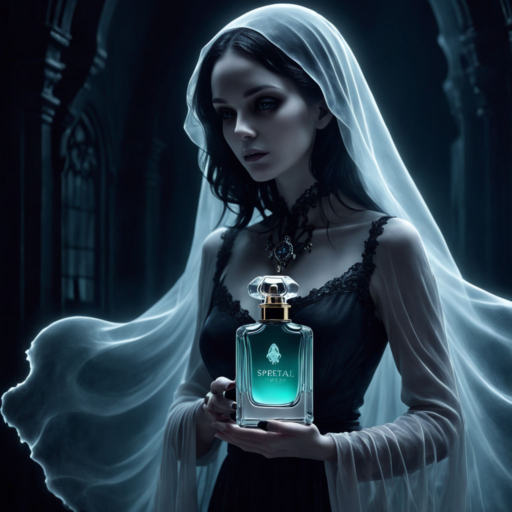 A commercial photo of a cute spectral ghost female advertisi... by Nick ...