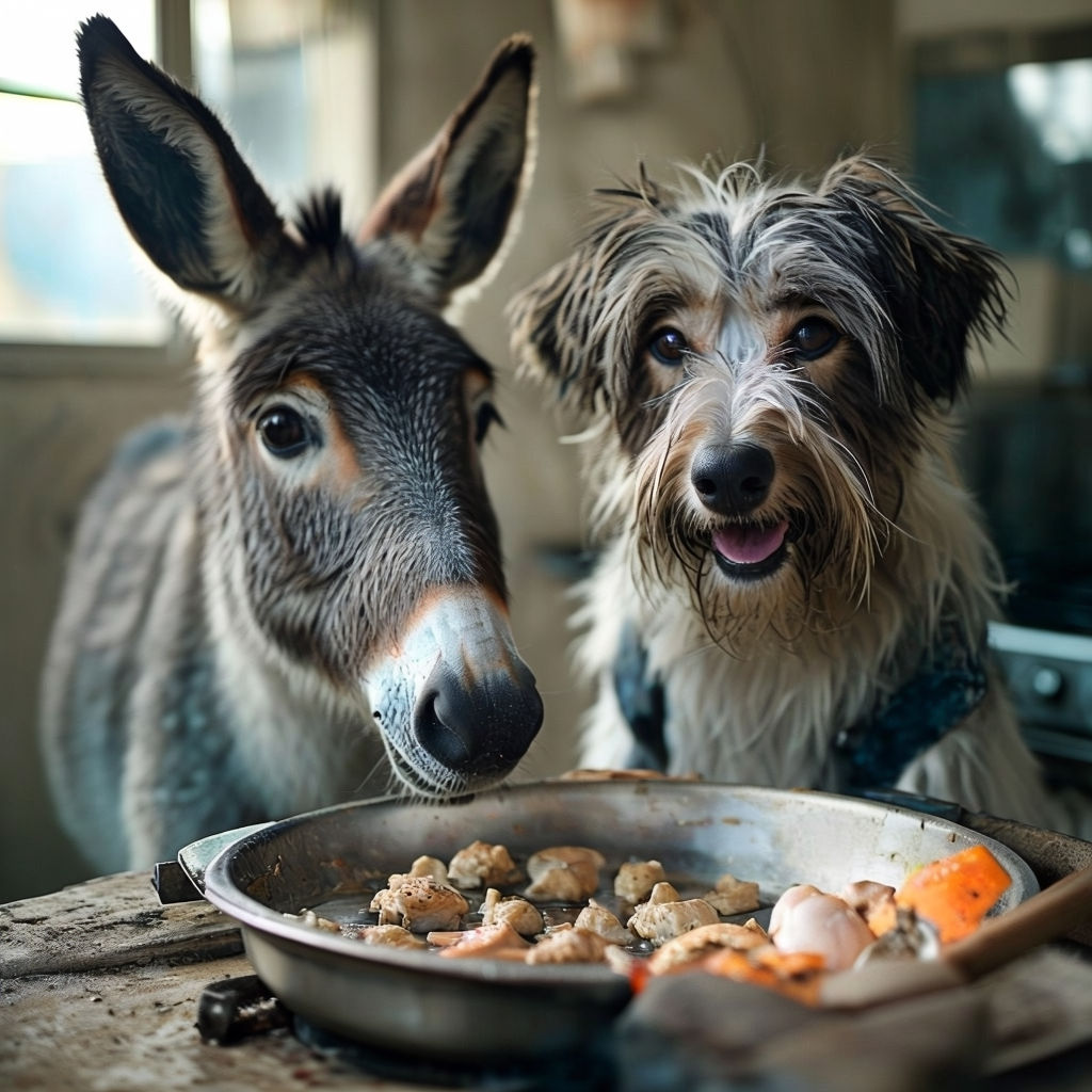 A dog with a donkey at home are cooking by a3rab hamza - Playground