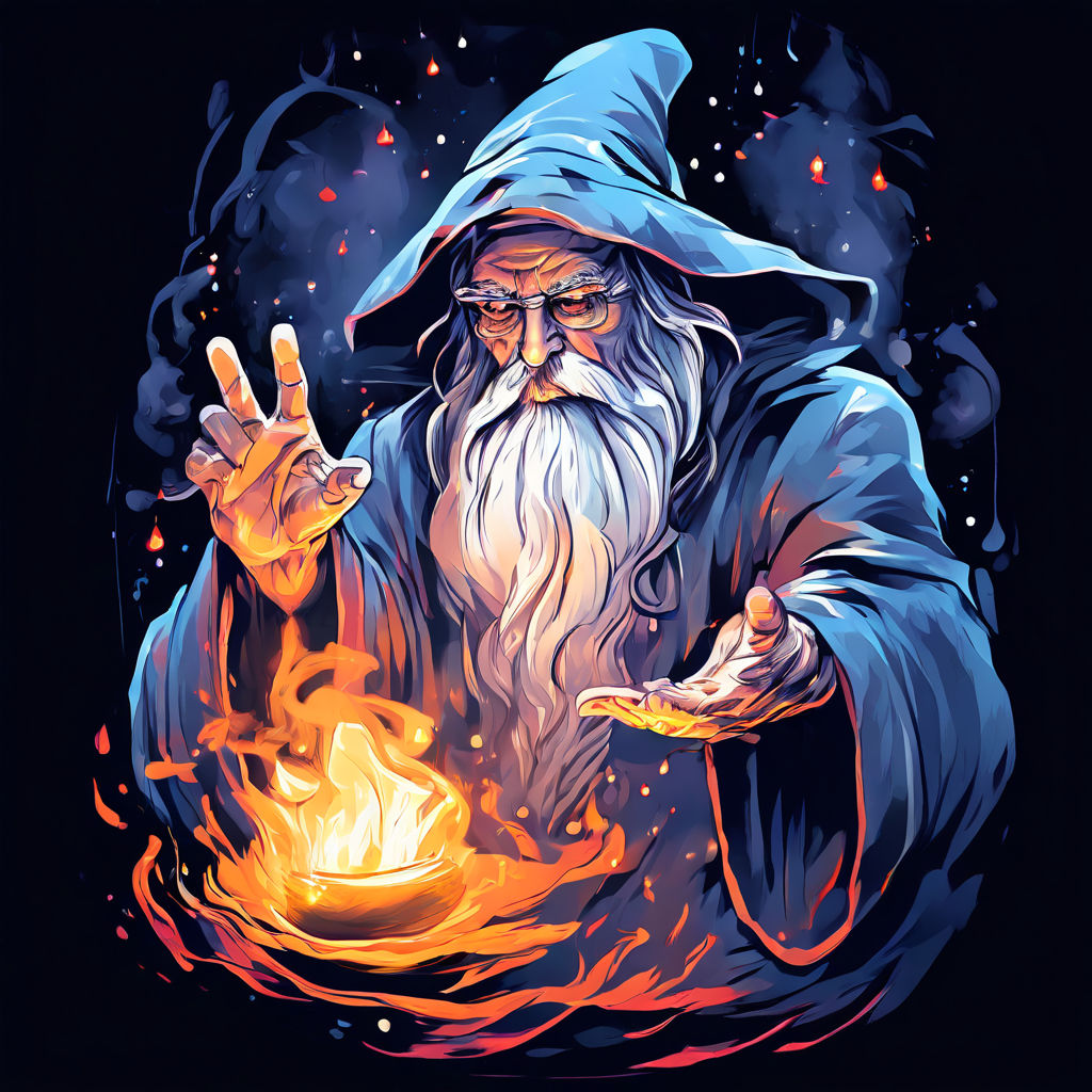 A stunning illustration old wizard hands are chanting spells by bambang ...
