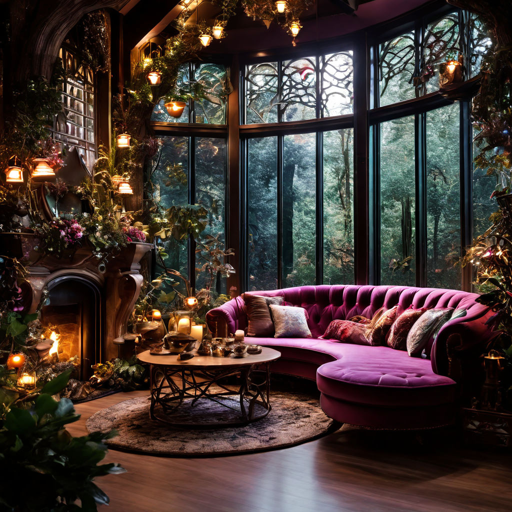 A whimsical fairy tale living room with enchanted forest wal... by Md ...