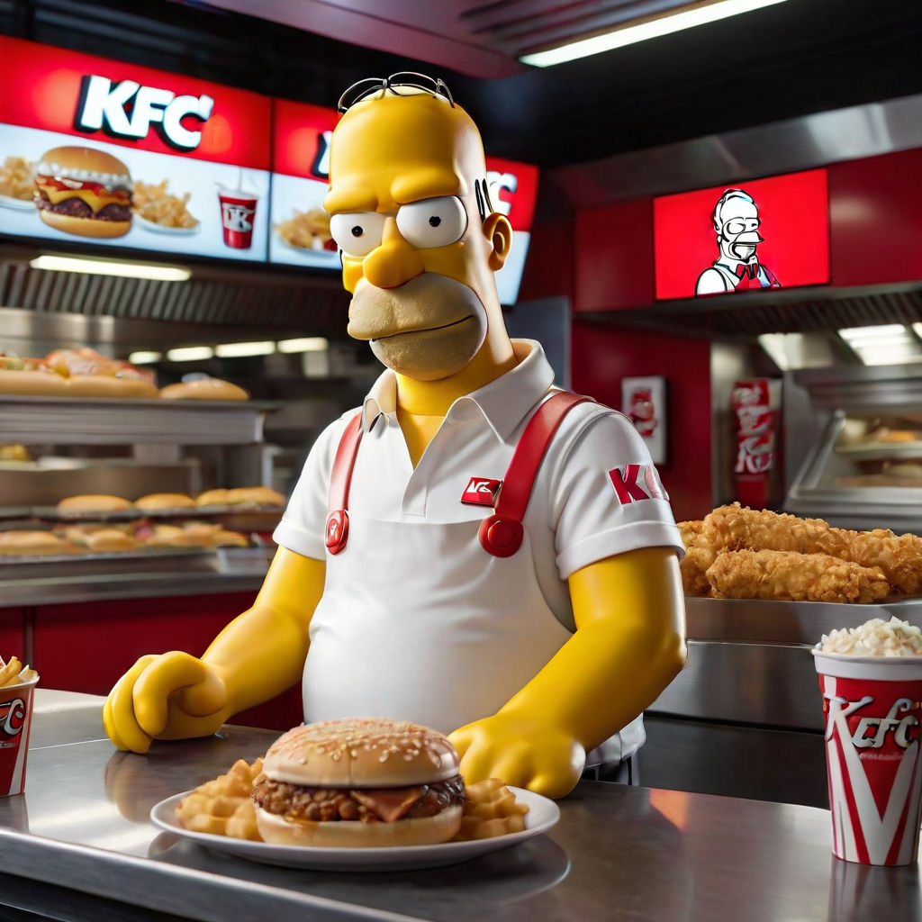 Homer Simpson clad in KFC uniform by Kovacs Lajos - Playground