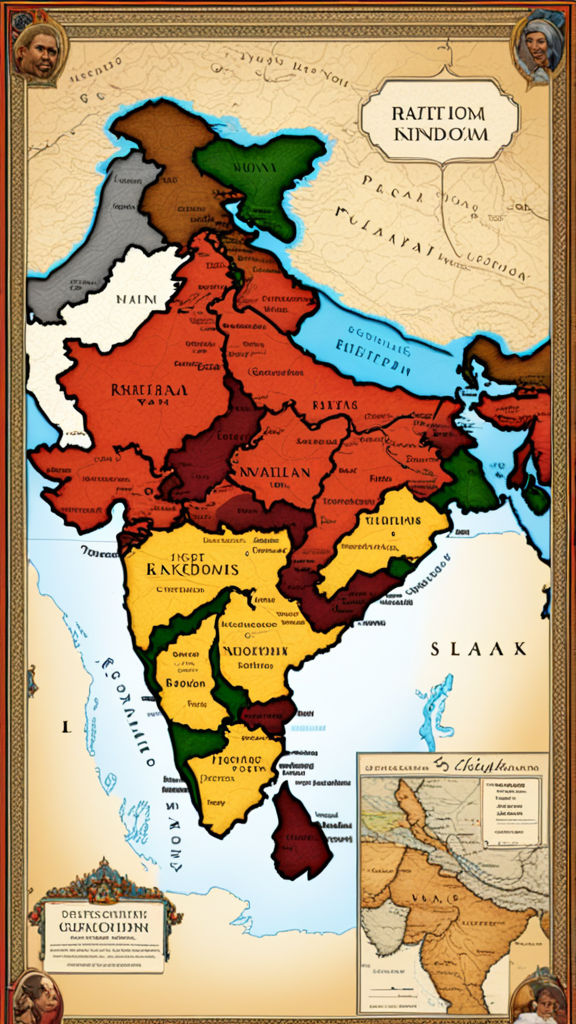 Map of post-Gupta northern India with distinct regions highl... by SK ...