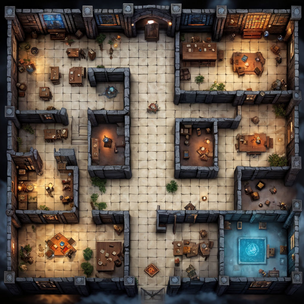 Fully realized 2D Dungeons and Dragons map with a multitude ... by ...