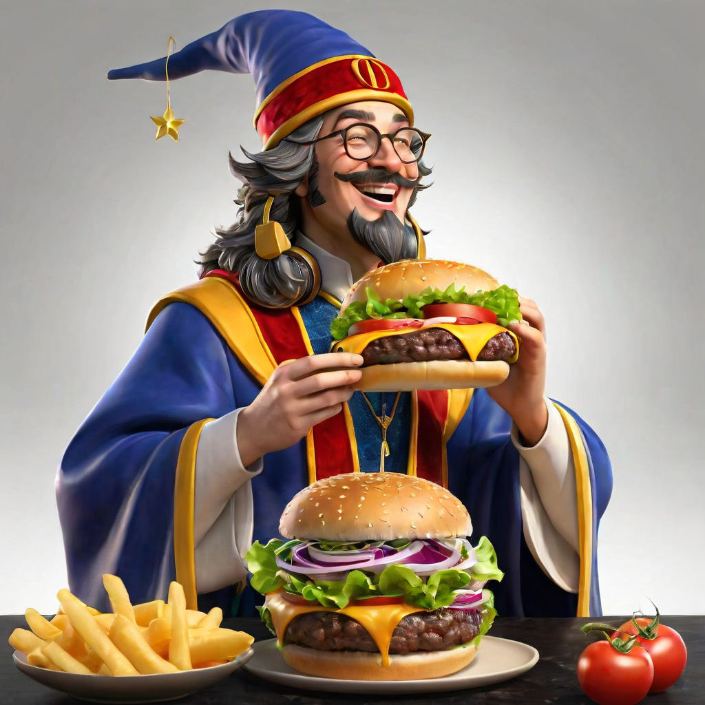 Create an ultra-realistic image of a young wizard enjoying a... by S ...