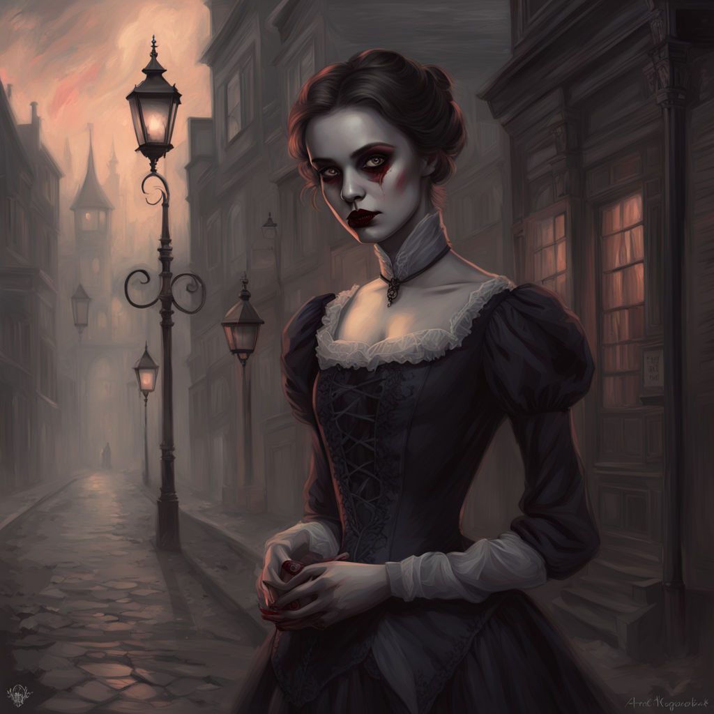 A macabre scene captures a young female vampire by Donald Wolff ...