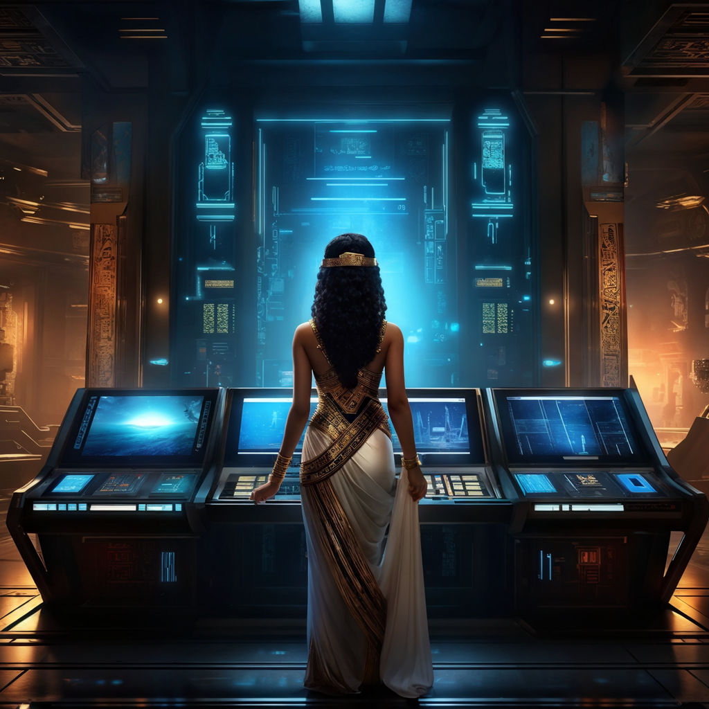 In an ultra-modern futuristic spaceship interior by Captain Pike ...