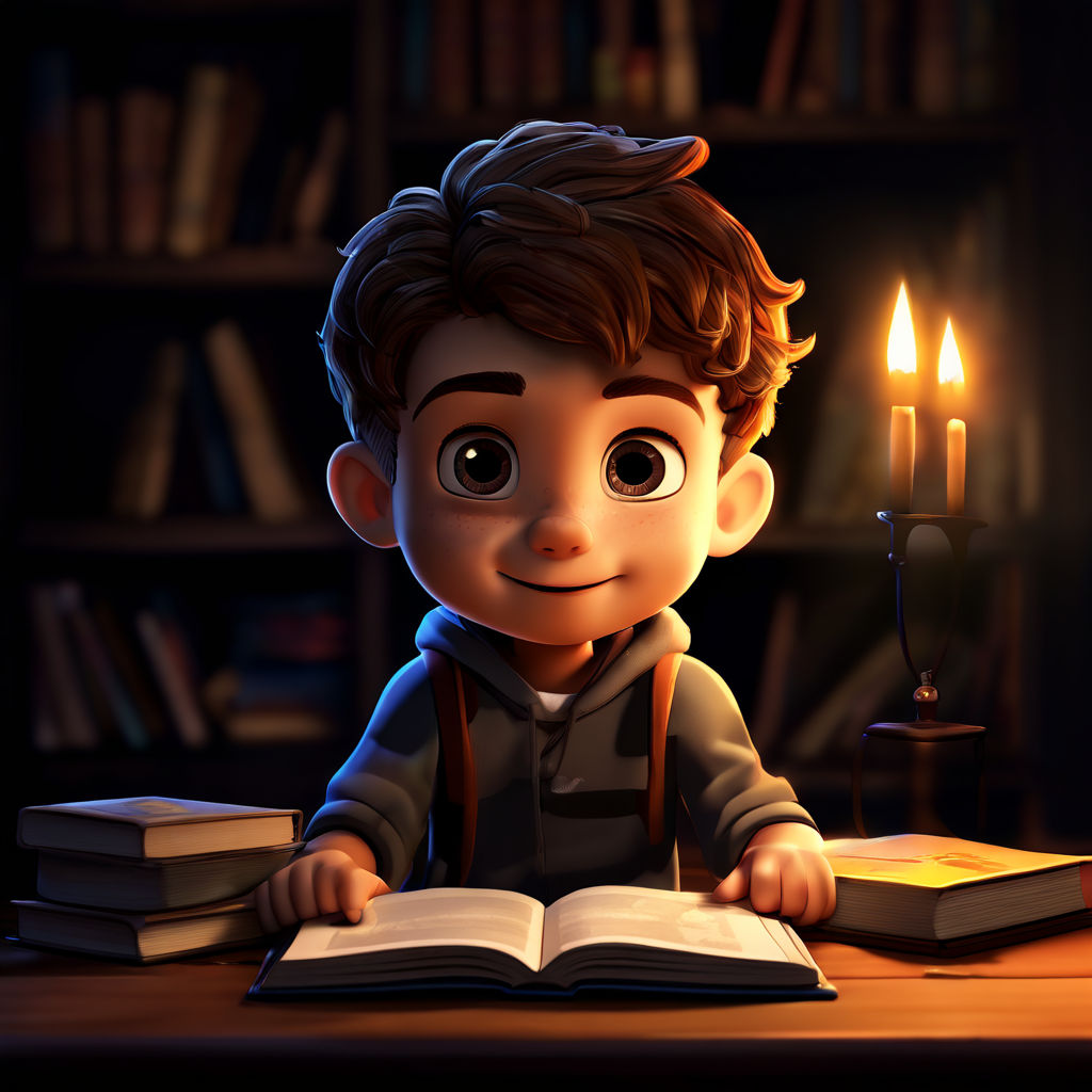 A animated jamie cartoon boy image in dark room with a book ... by ...