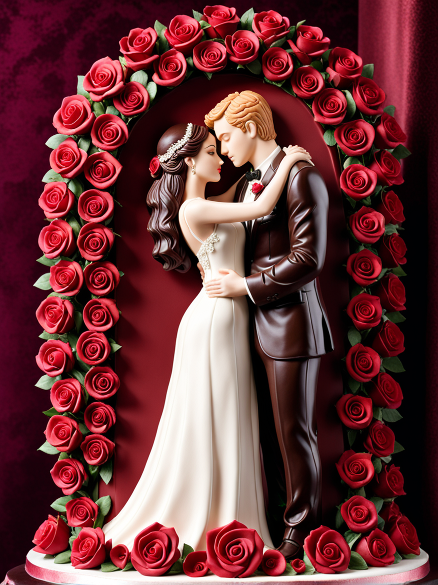 A giant wedding figurine of bride and groom embracing by Lore - Playground