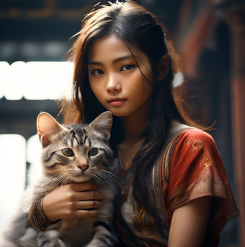 Beautiful Thai girl with a Thai cat by Аня Cat - Playground