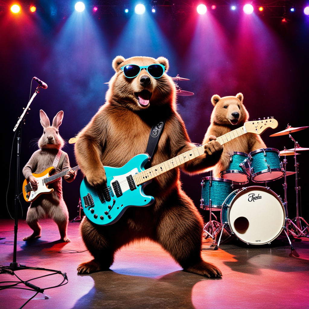 Full body image. A beaver playing electric guitar on stage ... by Axl ...