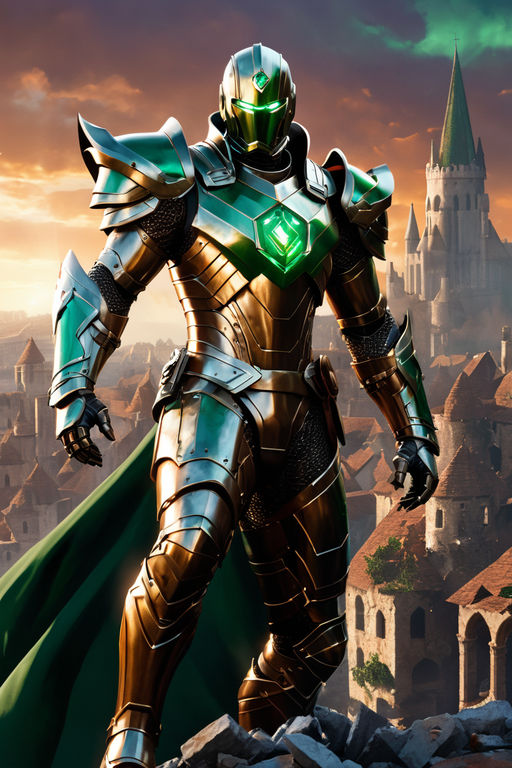 Portrait of a rusty emerald Ultron in a dnd medieval setting by Lautaro ...