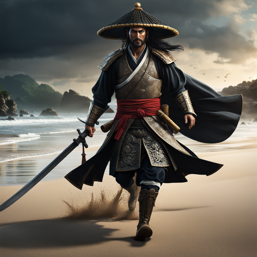 Samurai pirate on beach by Awreck - Playground