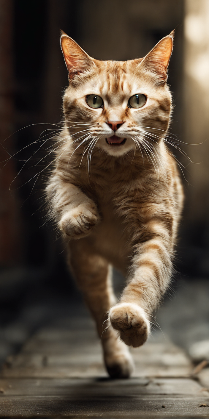 SUPER EVIL Cat running to the viewer by Chestnut - Playground
