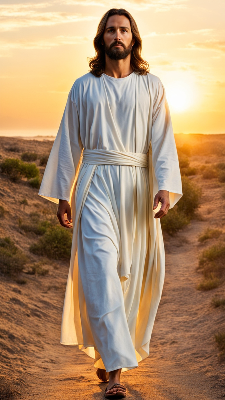 Ultra-realistic-image-of-Jesus-walking with a splendid and b... by JB ...