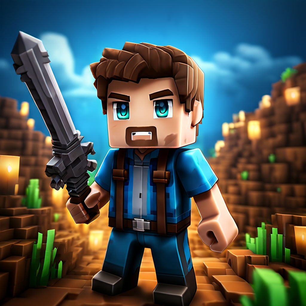 Full body image of a minecraft character ready for an advent... by ...