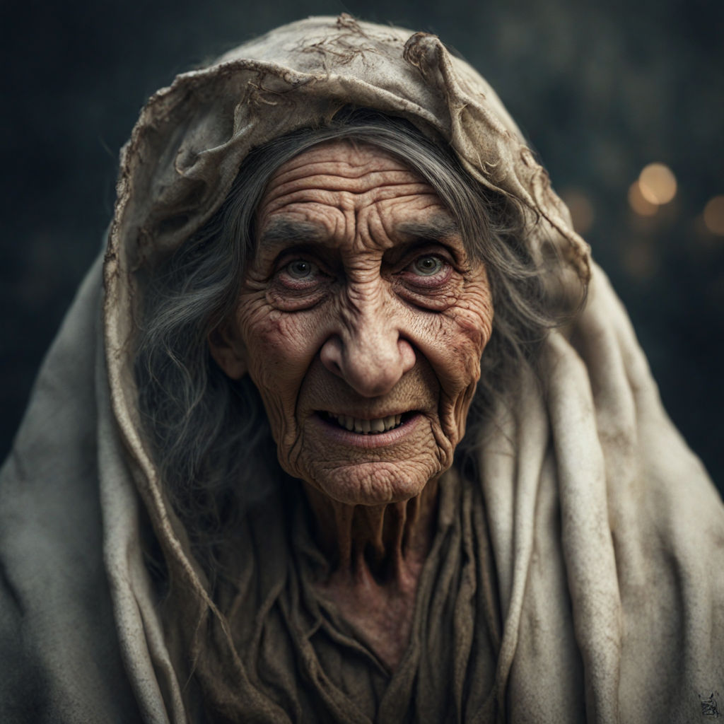 Portrait A Terrifying Horror Very Old Gypsy Woman With A Mea By Philip Lok Playground