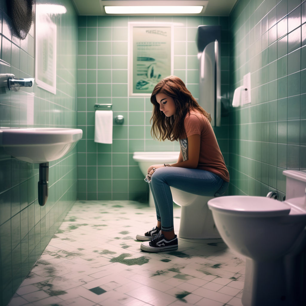 Teenage girl pooping in a public bathroom by dink nut - Playground