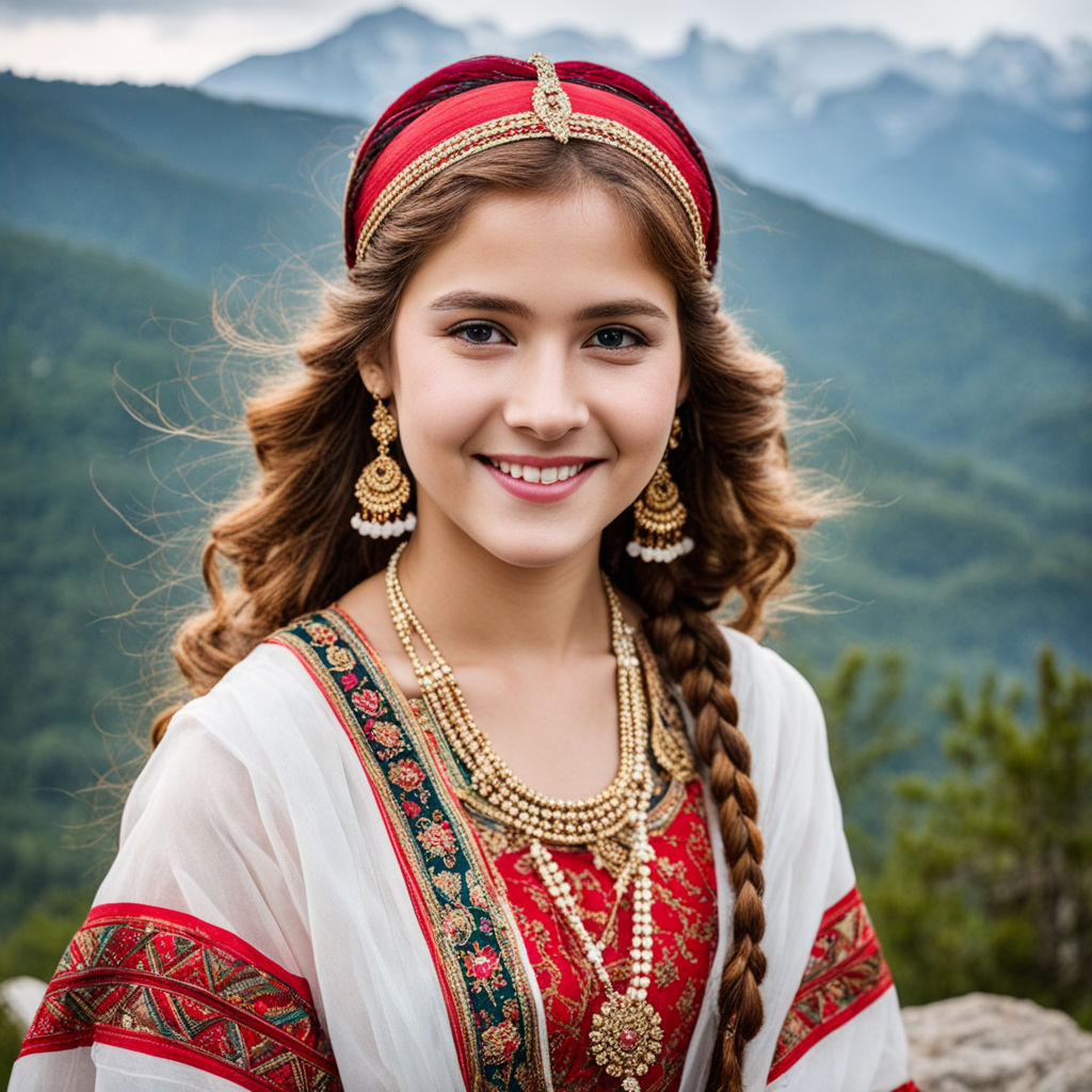 Bokeh portrait of a teenage mountain girl with fair skin and... by Shashwat Maurya - Playground