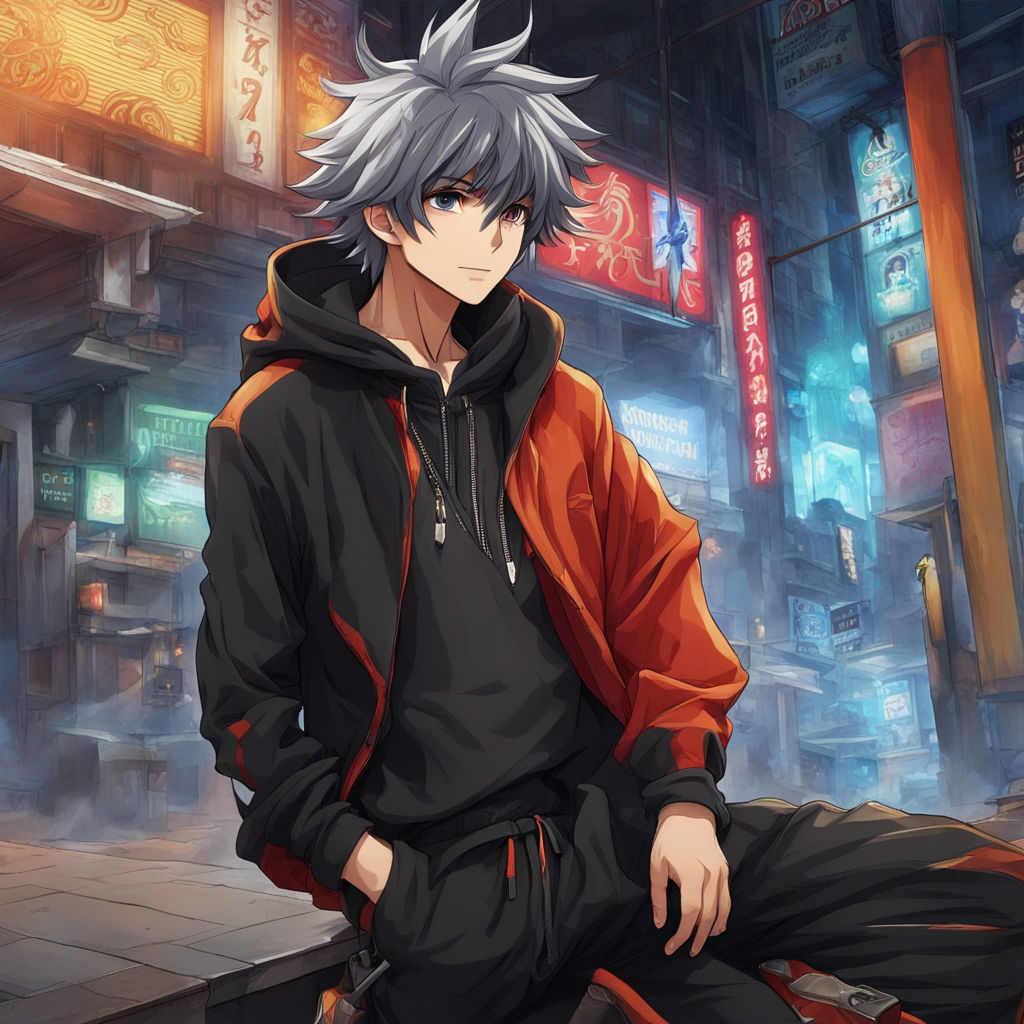 Anime boy cool good hair style Looking hoodie and full pants... by ...