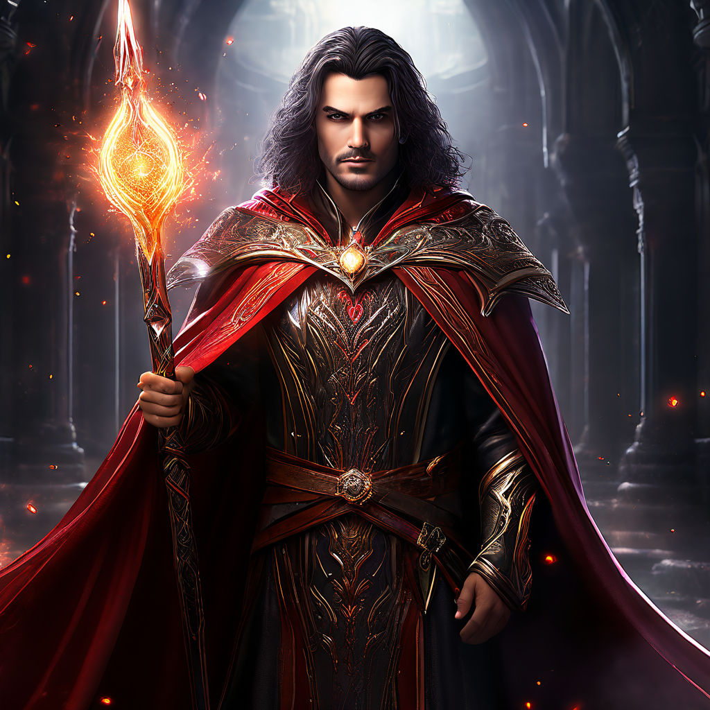 A legendary elven male archmage who is wearing red by George May ...