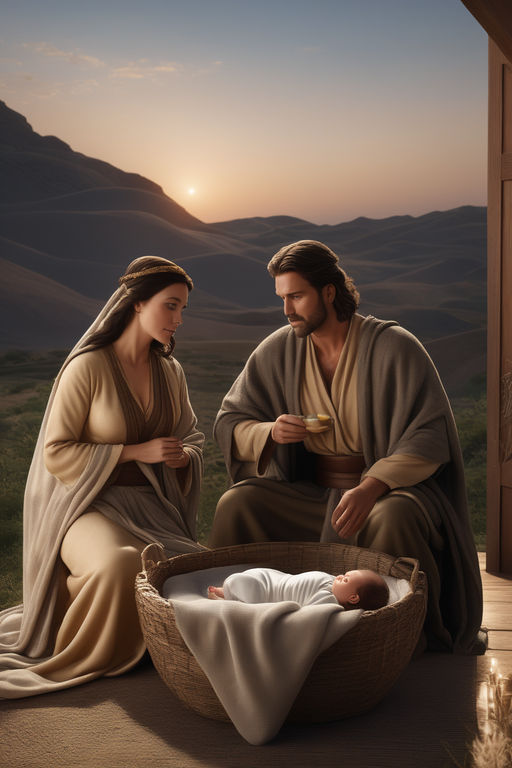 The birth of Jesus Christ in the manger with Mary and Joseph by Fulano ...