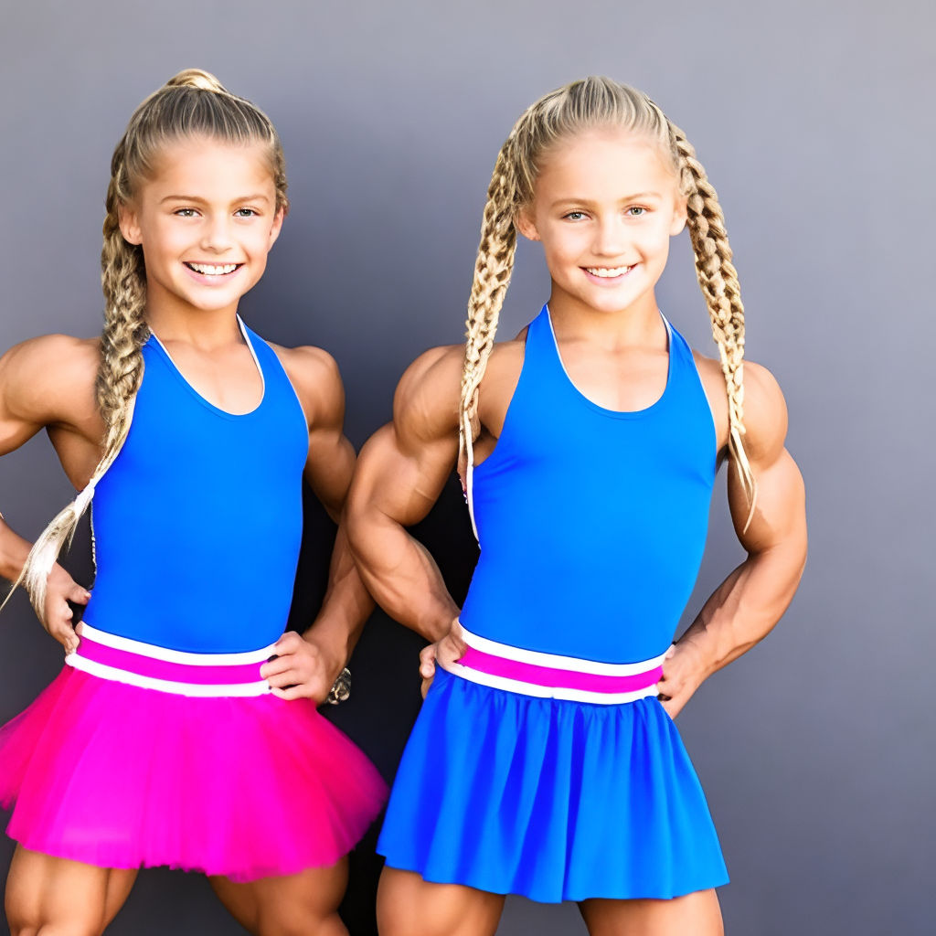 Photorealism. 2 muscular 12 year old girls. young bodybuild... by Chris ...