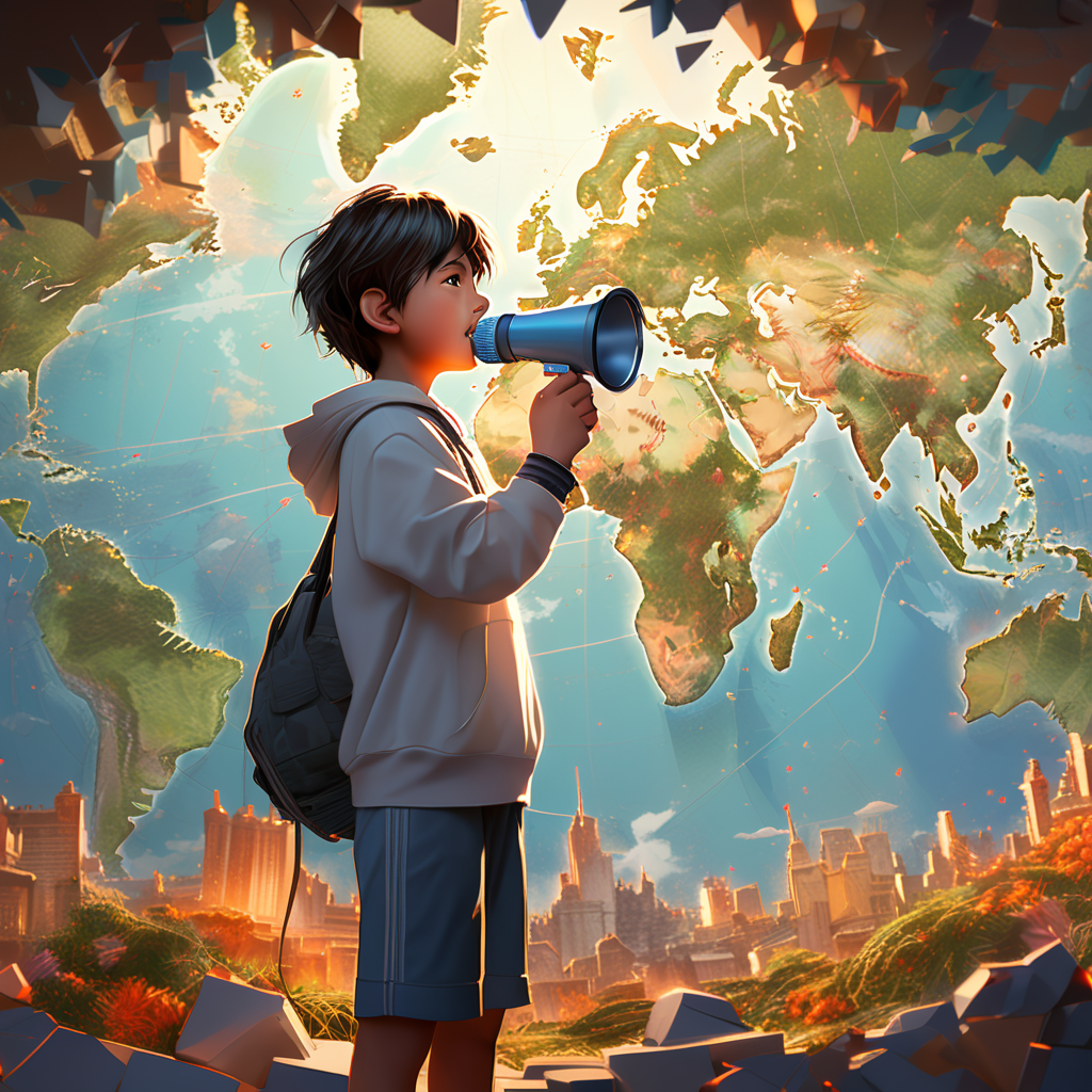 Boy using a megaphone by Shahriyar Racabli - Playground