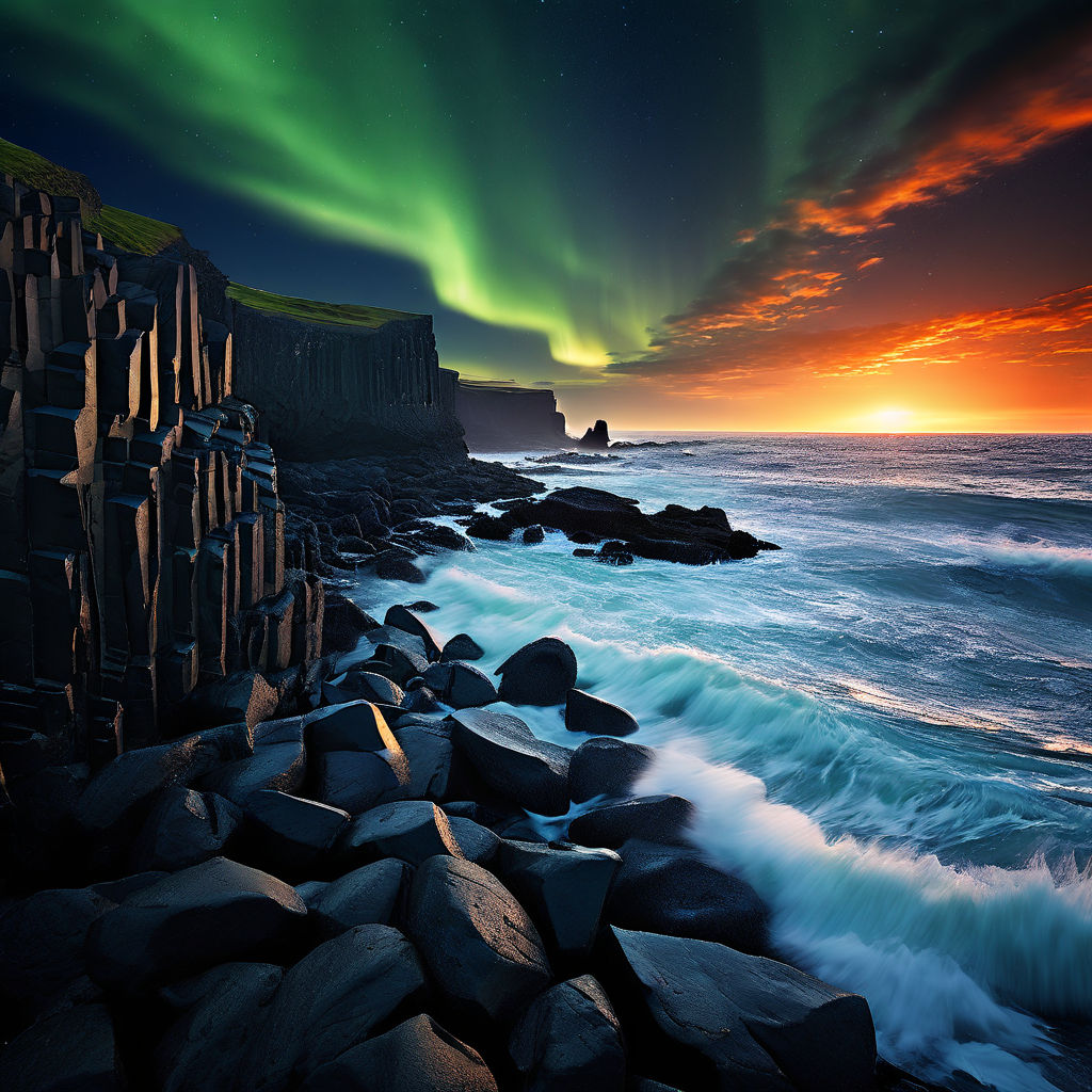 One-point perspective photo capturing towering ocean waves c... by ...