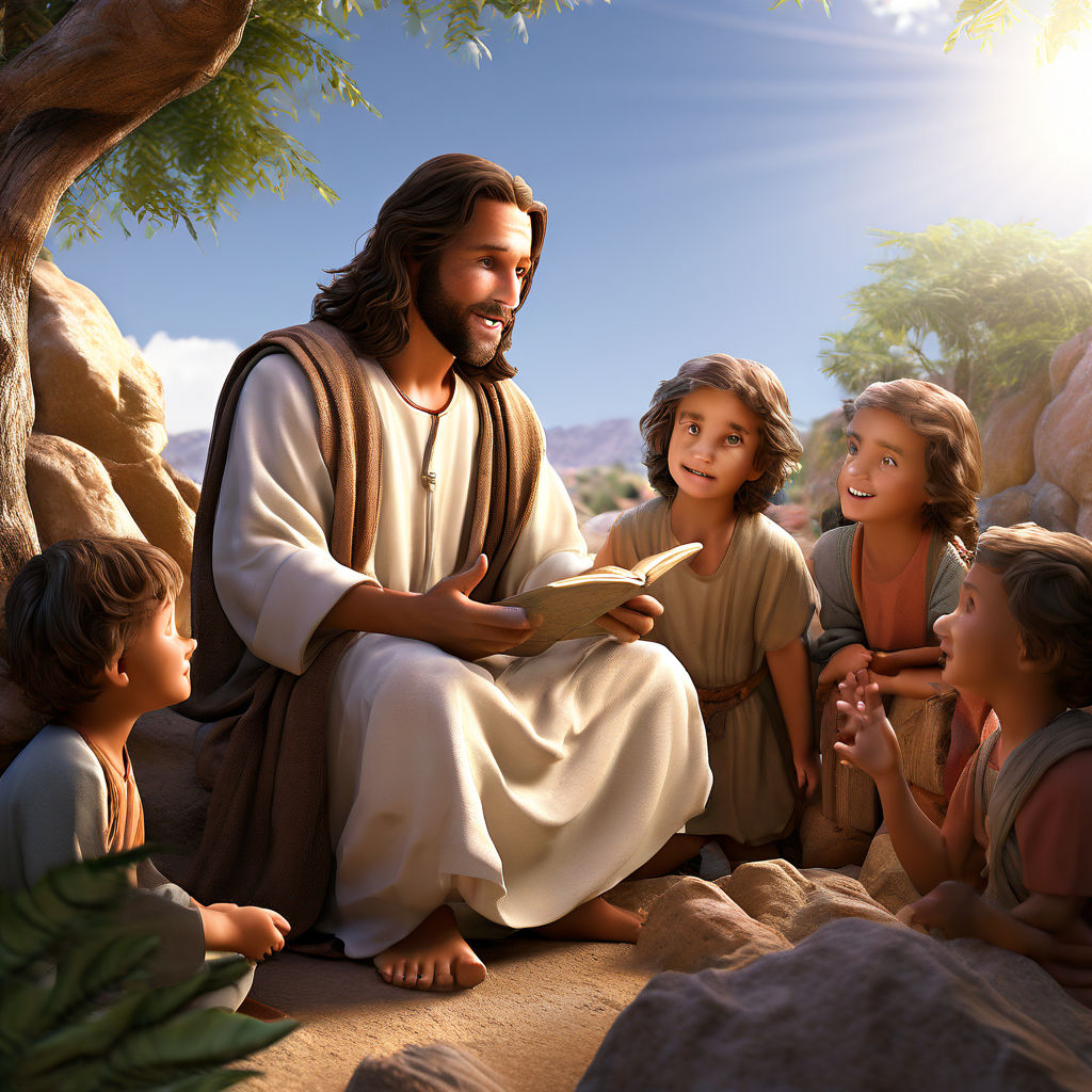 3d realista 4dJesus Jesus Christ telling stories to children... by ...