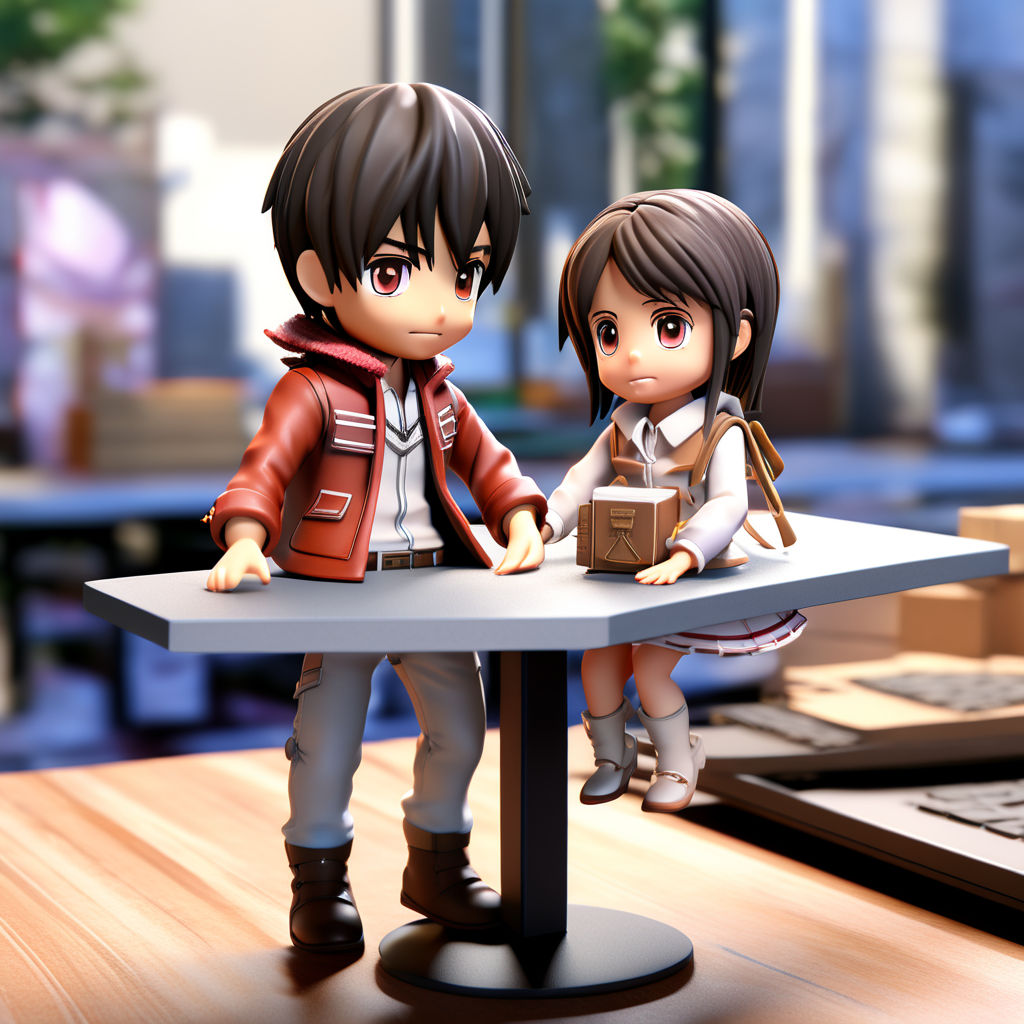 Little 3d model of Eren and mikasa from Attack on titan on a... by ...