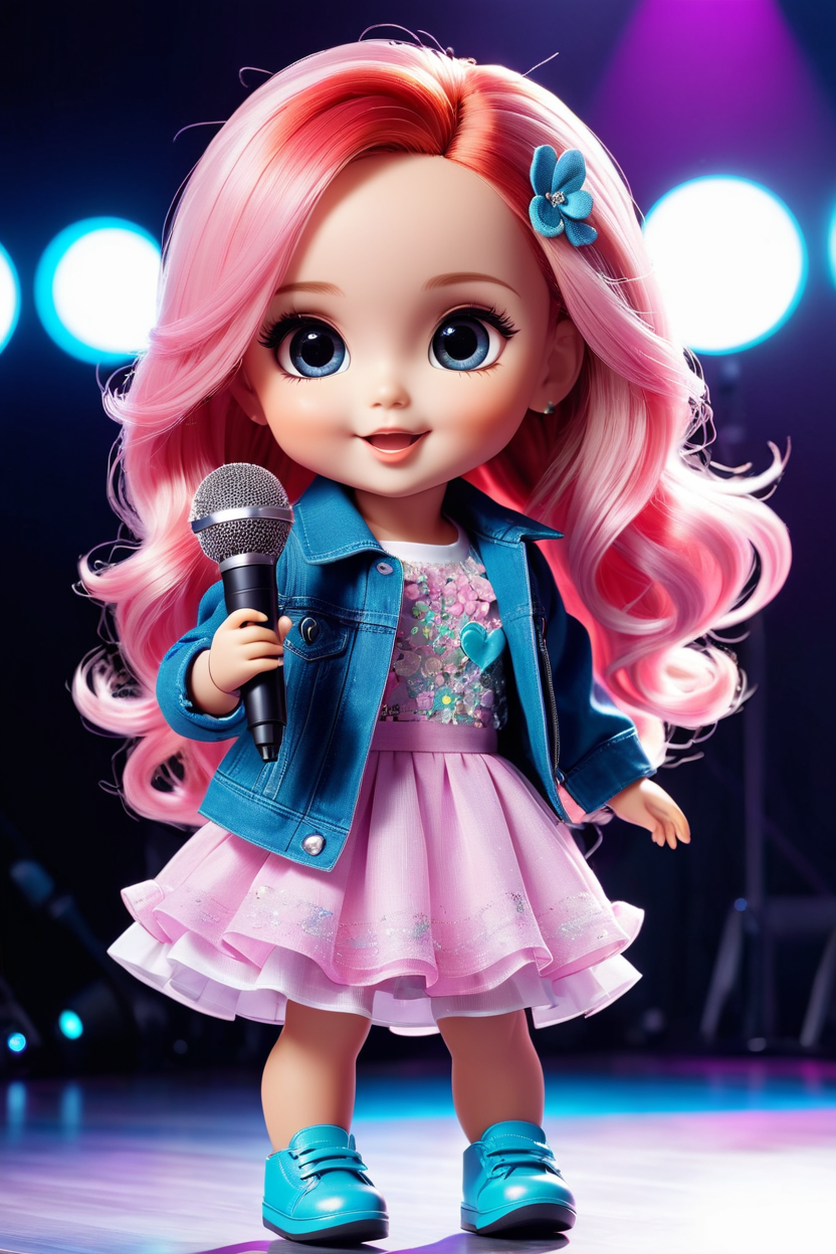 A sweet smiling little doll with big cute eyes with a big he... by Alex ...