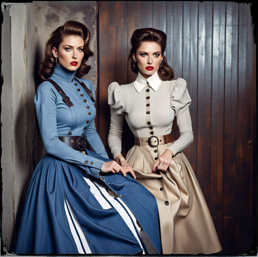 Cinematic strict woman in high waistdenim dress that have ... by linn9 ...