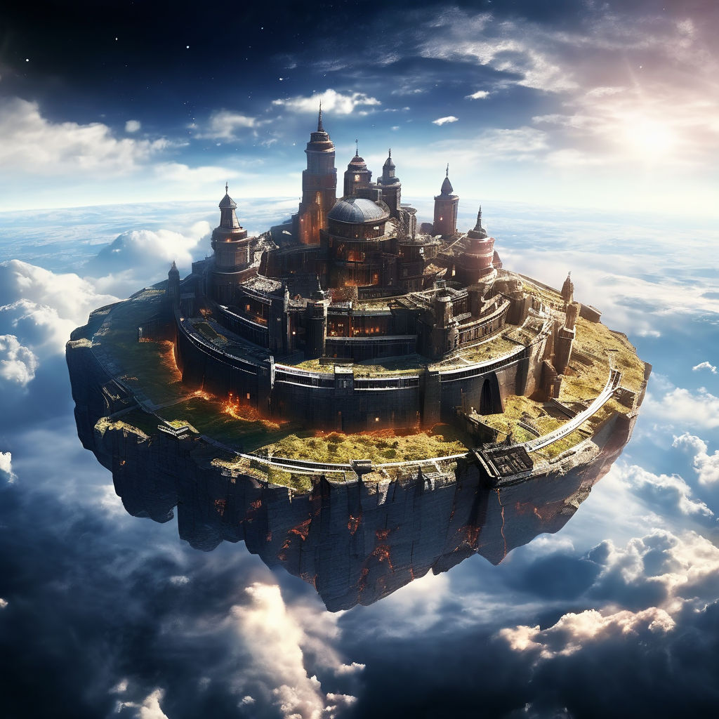 A futuristic disc-shaped medieval fort-castle in space again... by ...