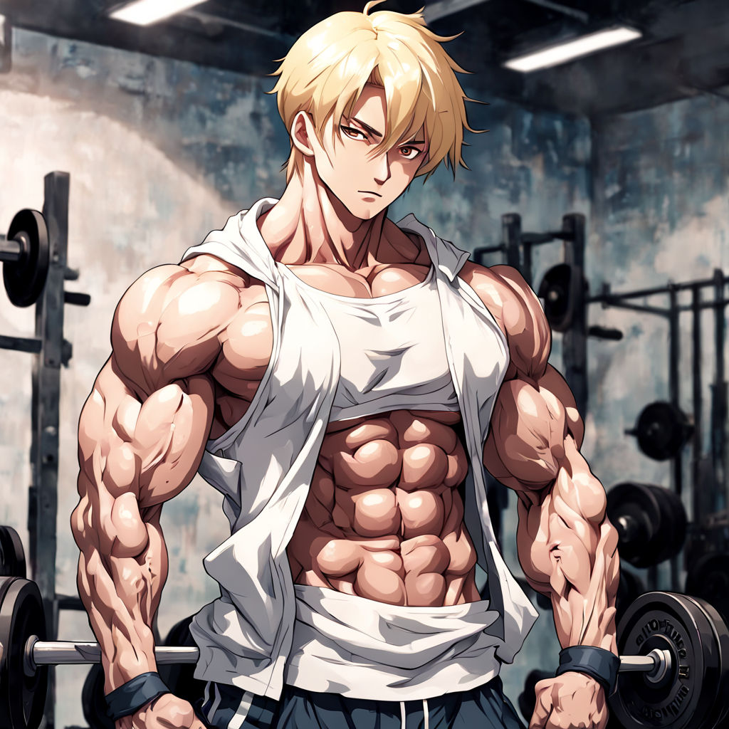 Anime art young handsome muscular ripped singapore male mode... by ...