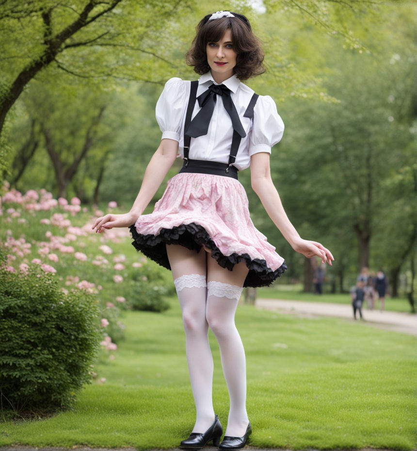 Crossdressing flat chested sissy man wearing a short flared ... by ...