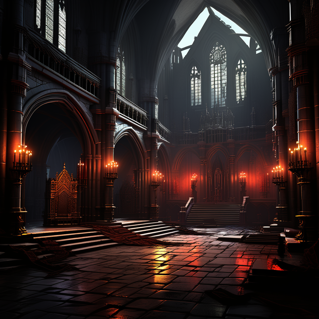Interior of a dark gothic fortress by Joshua Jeanjaquet - Playground