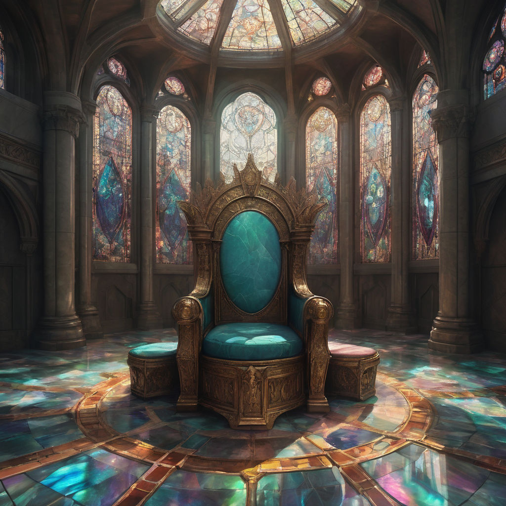 DND Fantasy magical grand Throne in a room with stained glas... by Kori ...