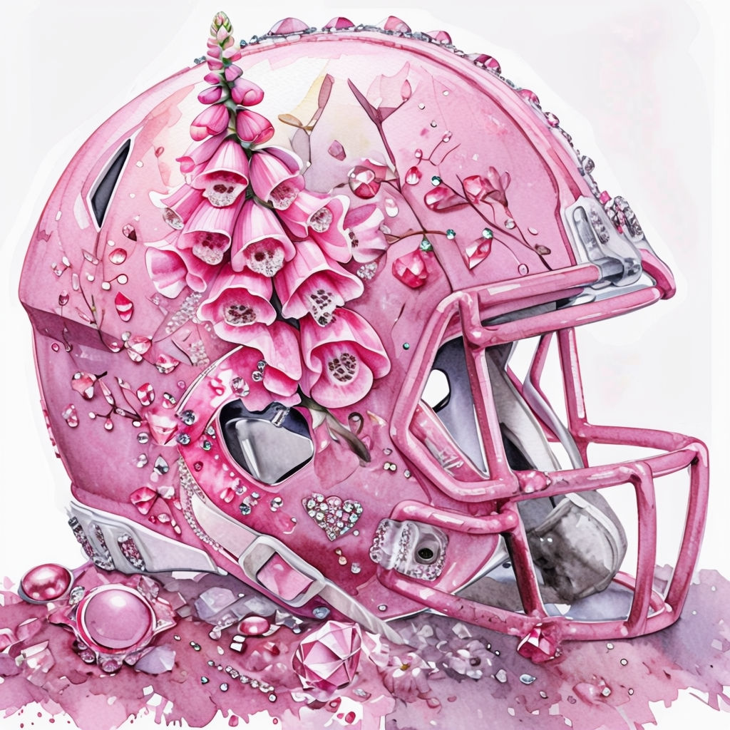 A watercolor illustration of a luxurious pink lady football ... by ...