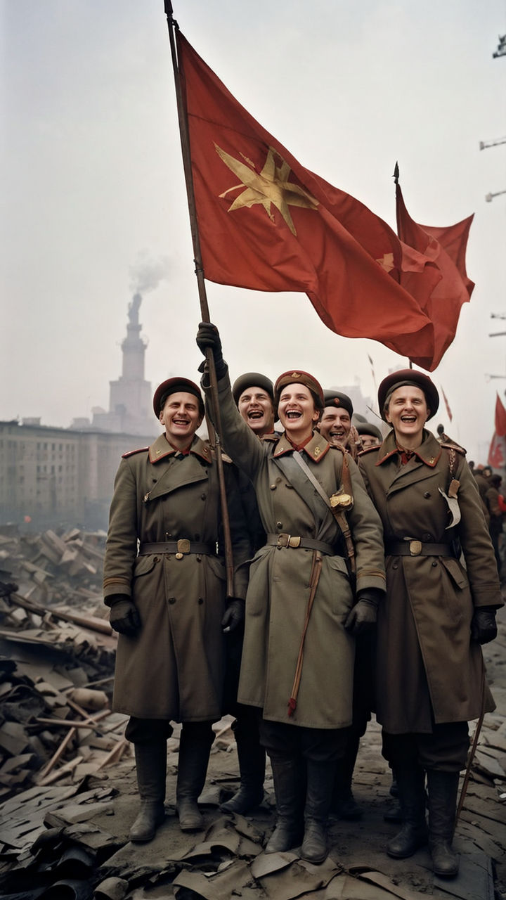 A band of jubilant Soviet soldiers by Soykan Gurler - Playground